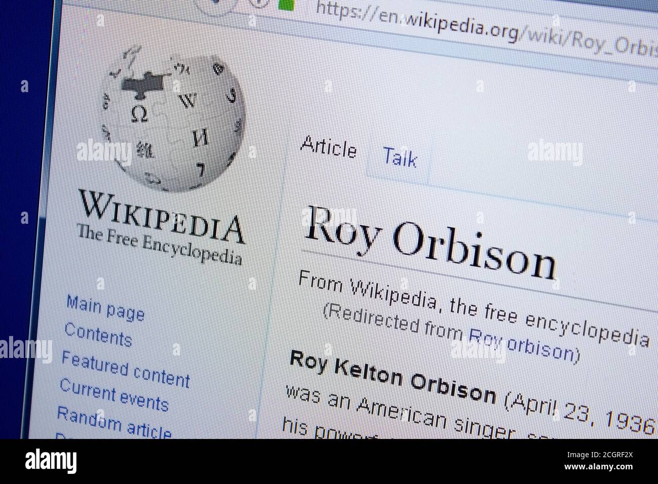 Ryazan, Russia - September 09, 2018 - Wikipedia page about Roy Orbison ...