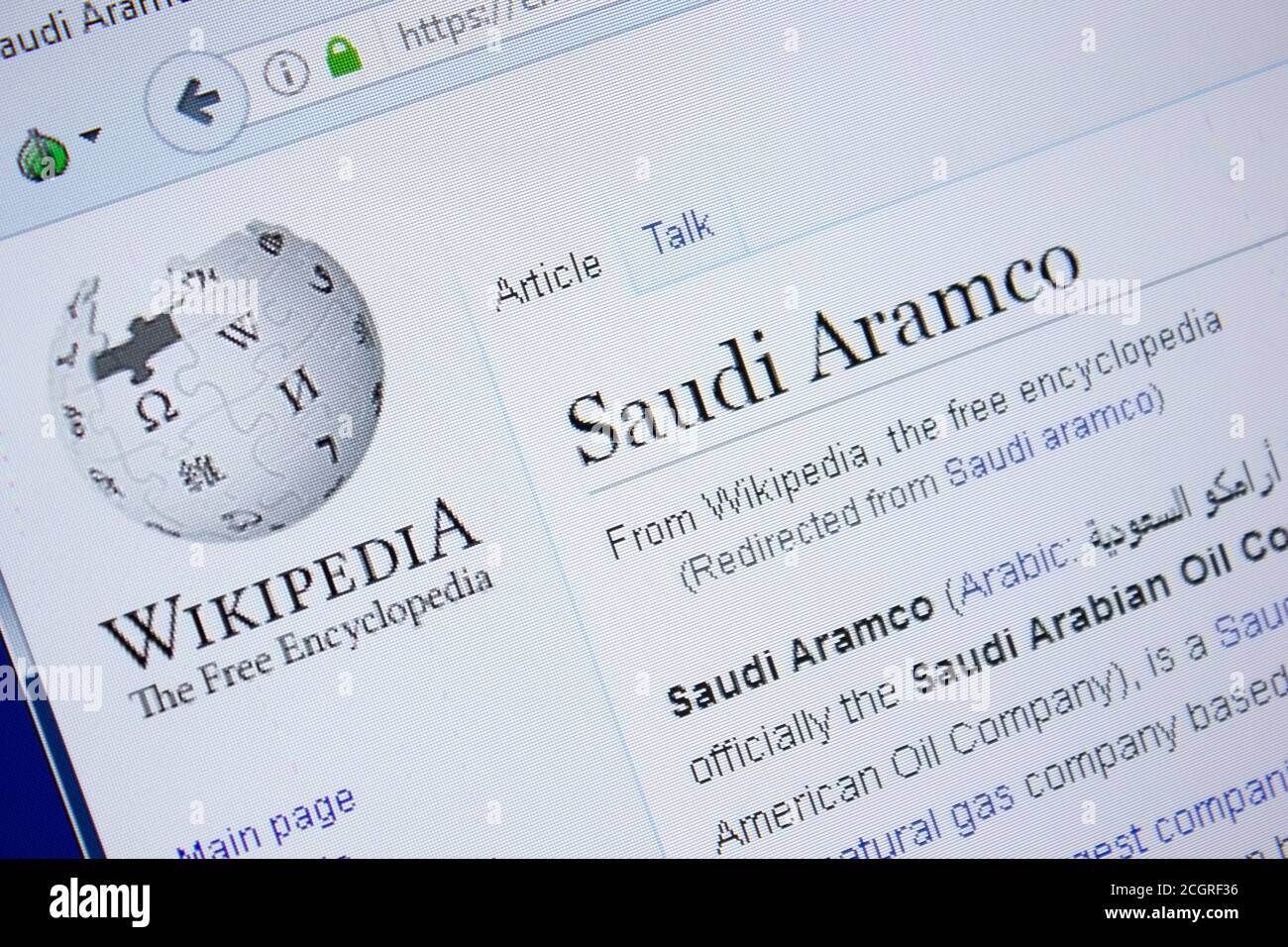 Ryazan, Russia - September 09, 2018 - Wikipedia page about Saudi Aramco ...