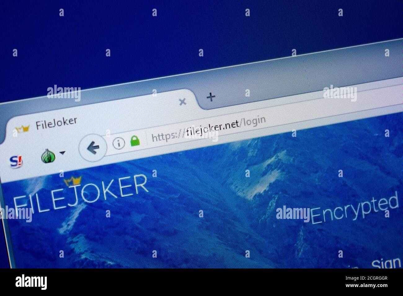 Ryazan, Russia - September 09, 2018: Homepage of File Joker website on the display of PC, url ...