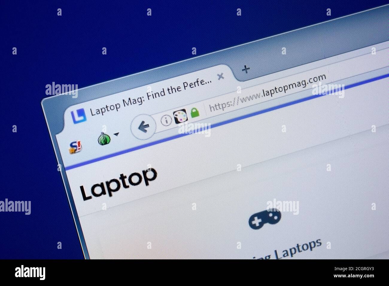 Ryazan, Russia - September 09, 2018: Homepage of Laptop Mag website on the display of PC, url ...