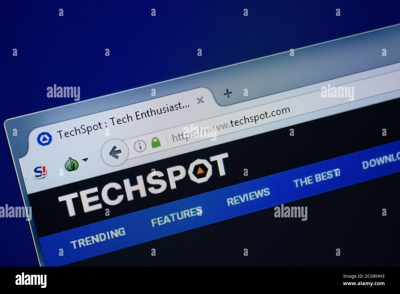 Ryazan, Russia - September 09, 2018: Homepage of Tech Spot website on the display of PC, url ...