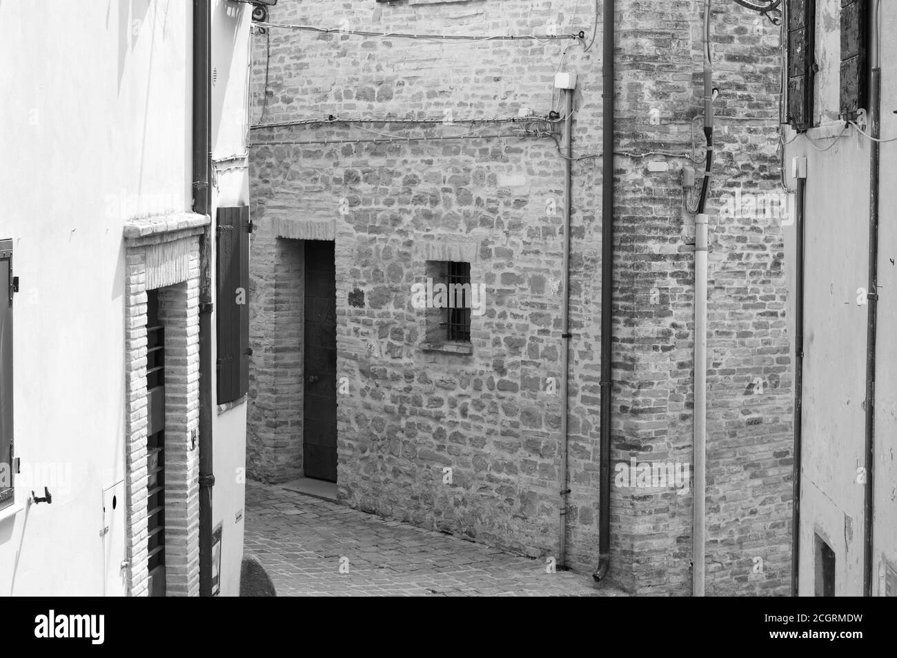 Brick wall path flowers Black and White Stock Photos & Images - Alamy