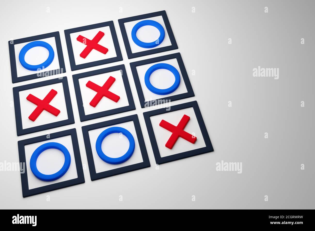 3D illustration of a tic-tac-toe game with no winning side in cartoon ...
