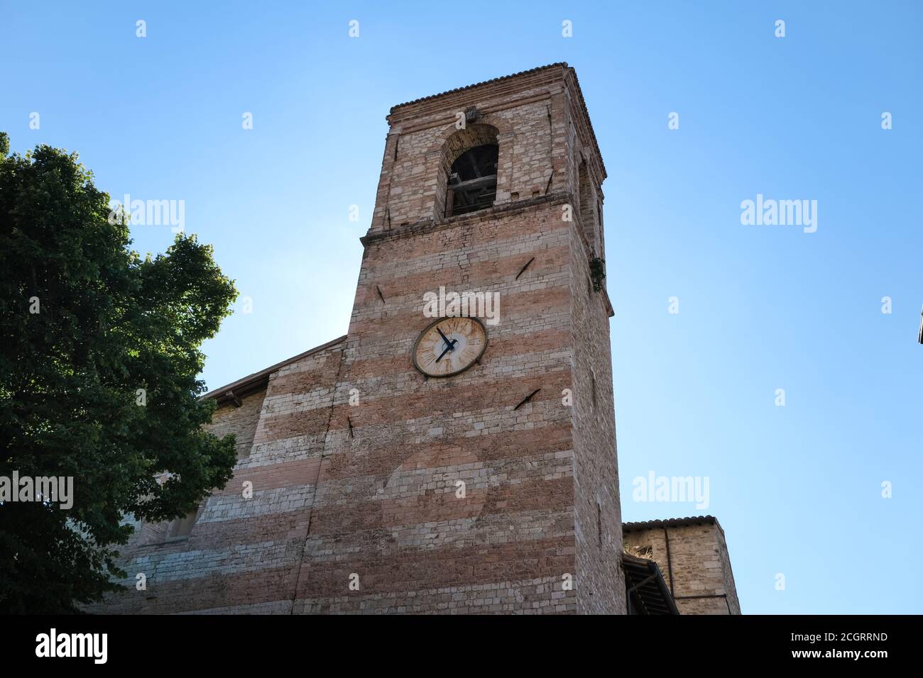ancient bell tower in the historic center of the medieval town spoleto ...