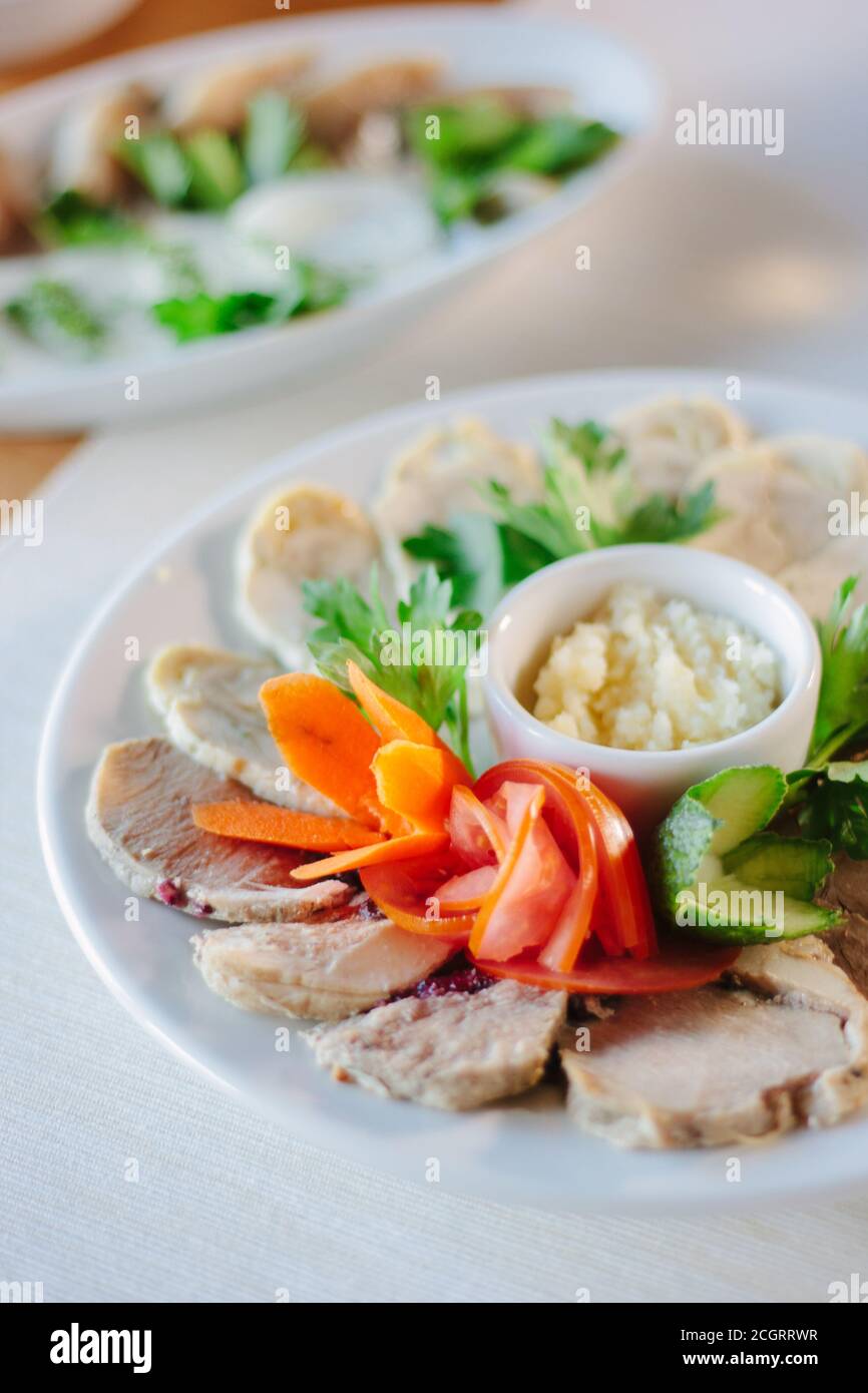 Catering table at restaurant with nice delicios food Stock Photo - Alamy