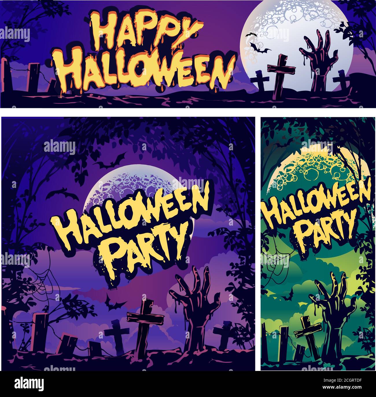 set full moon flyer or invitation template, horizontal vertical and ...