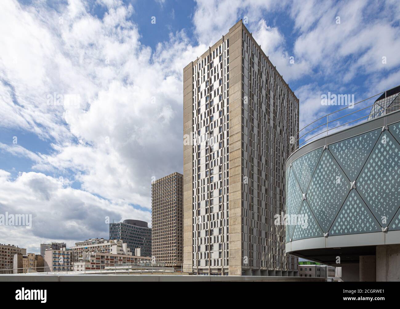 front de seine Paris. High-rise buildings along the river Seine in ...