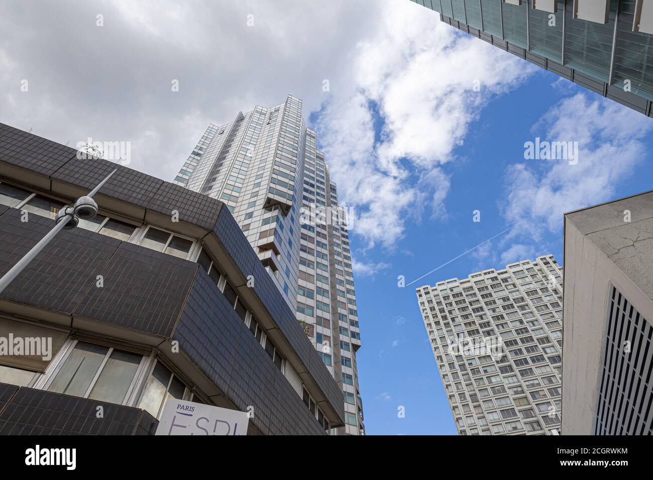 front de seine Paris. High-rise buildings along the river Seine in ...