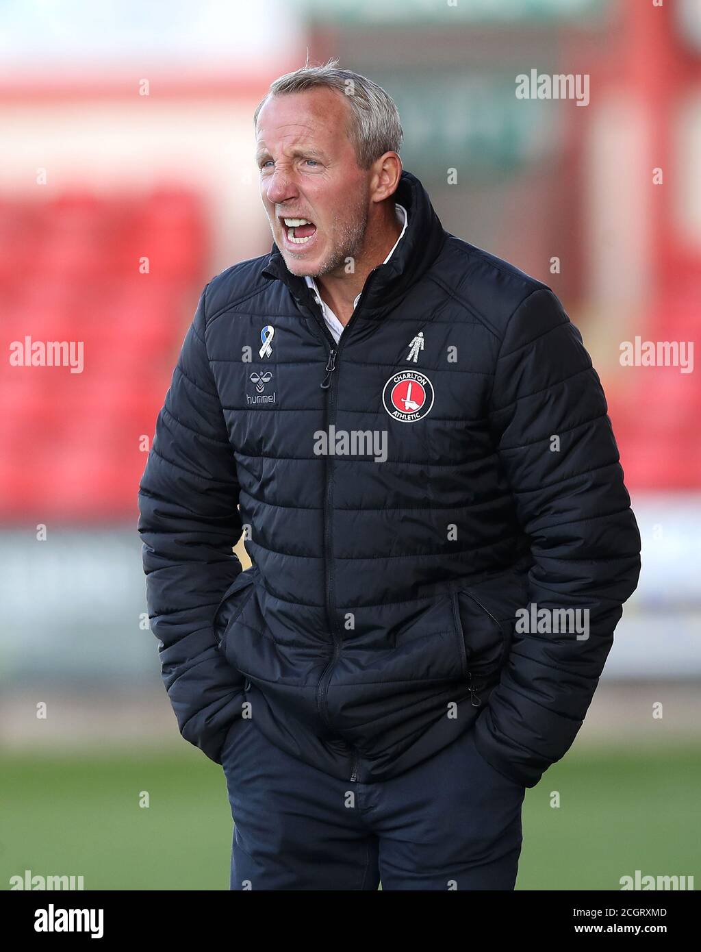 Charlton Athletic manager Lee Bowyer shouts on the touchline during the ...