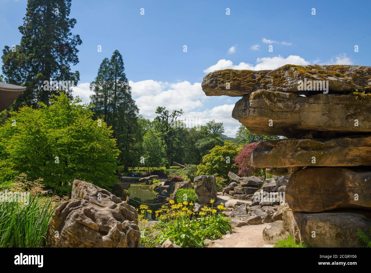 Beautiful scenic view of a large stone boulder overhanging against a ...
