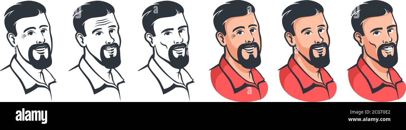 Bearded Man face set in retro style Stock Vector Image & Art - Alamy