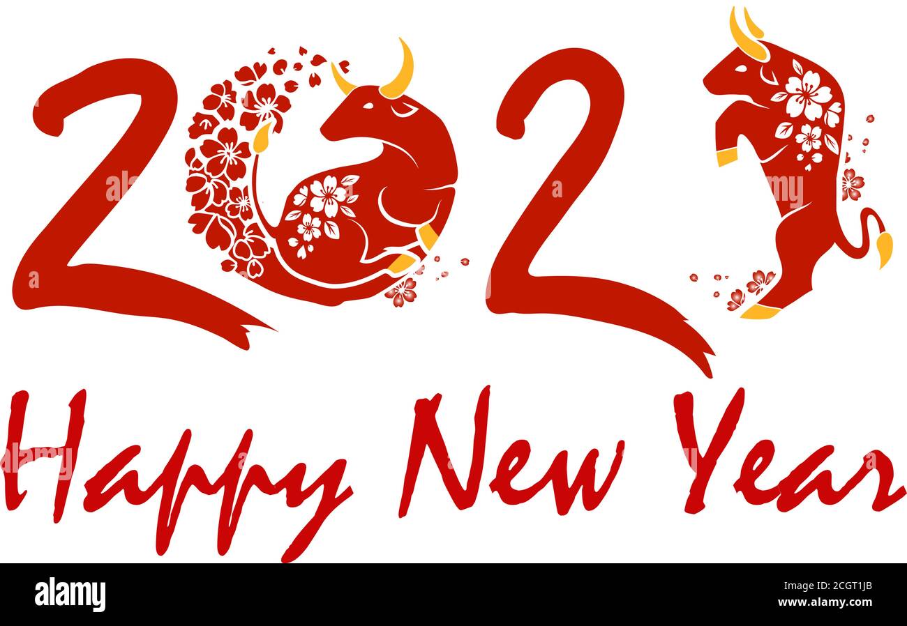 Unique Chinese New Year 2021Ox Zodiac sign, with gold paper cut art and ...