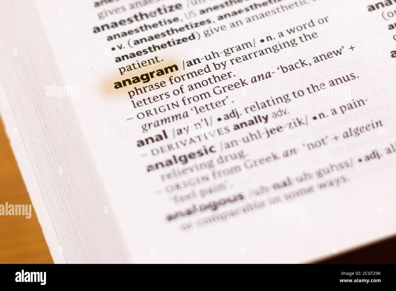 The word or phrase Anagram in a dictionary highlighted with marker Stock Photo - Alamy