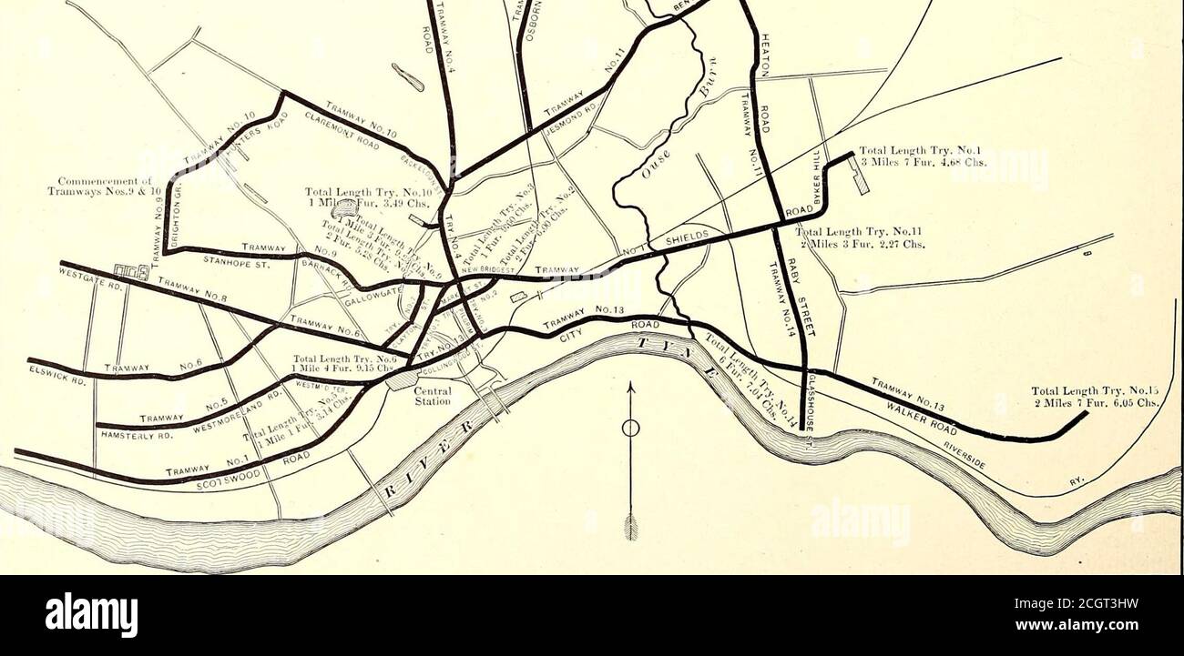 . The Street railway journal . MAP OF NEWCASTLE upon TYNE SHOWING ...