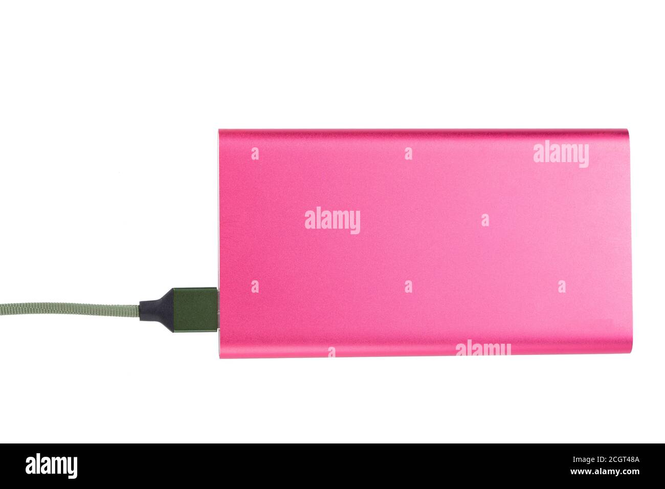 Power bank for charging mobile devices. Pink smart phone charger with ...