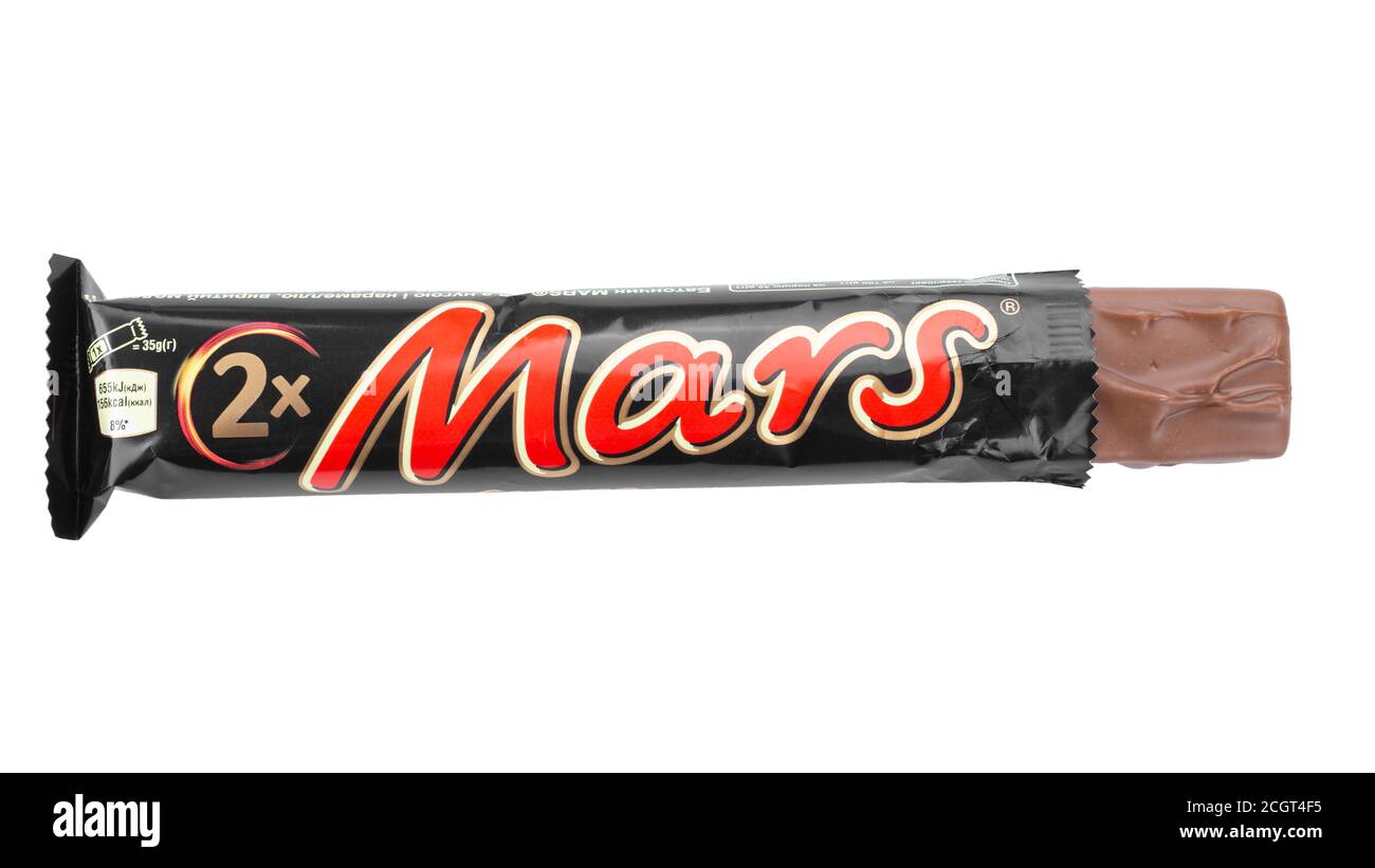 Ukraine, Kyiv - March 29. 2018: Close Up of unwrapped Mars candy ...