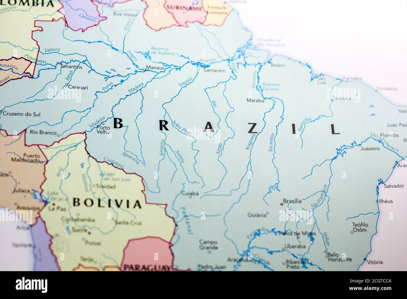 Brazil politic map hi-res stock photography and images - Alamy