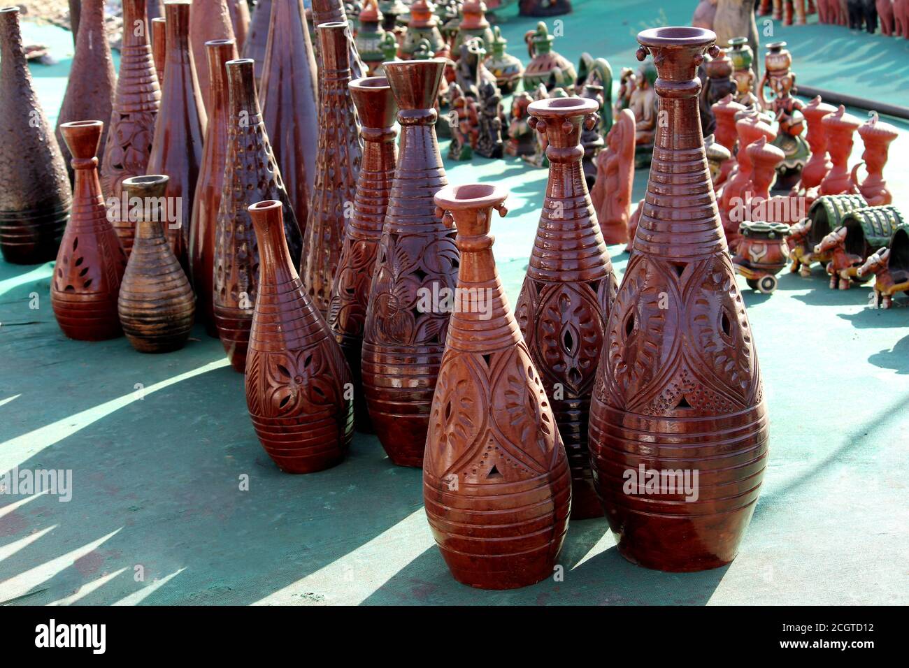 traditional and cultural decorative clay vase and pots in market ...