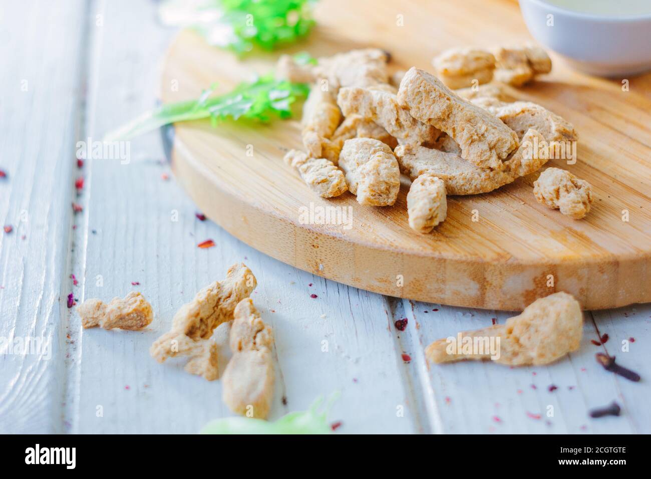 Textured soybean meal - also known as vegetarian soy meat Stock Photo ...