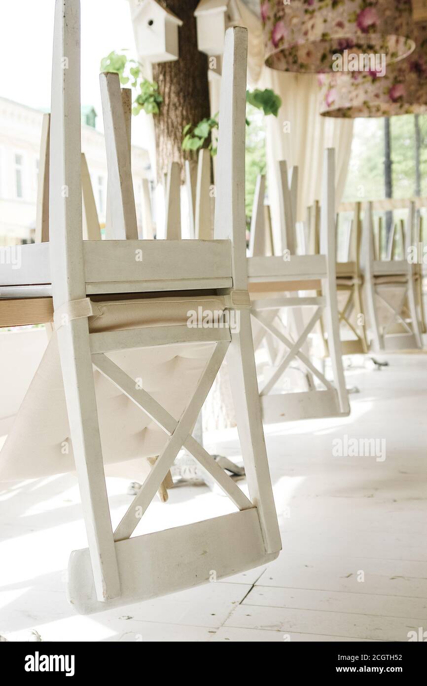 Restaurant chairs upside down on hi-res stock photography and images ...