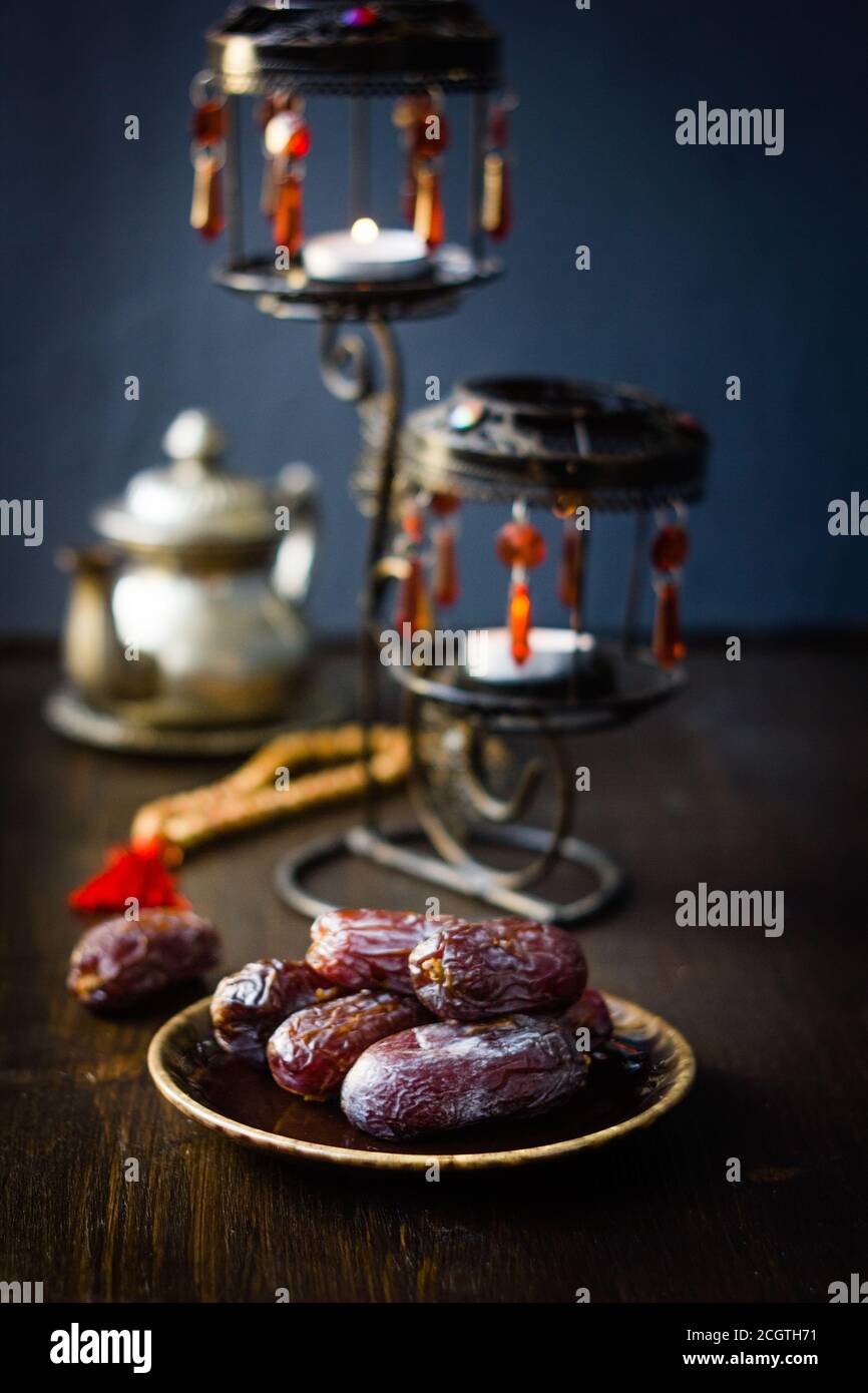 Ramadan dates for iftar opening on plate Stock Photo - Alamy