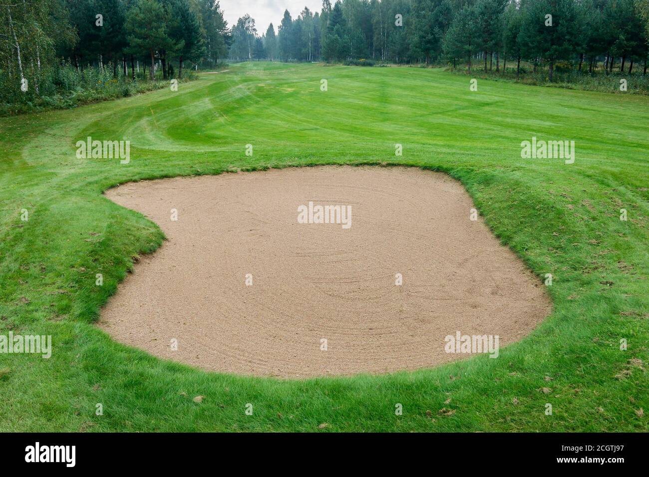 Golf course bunker obstacle view Stock Photo - Alamy