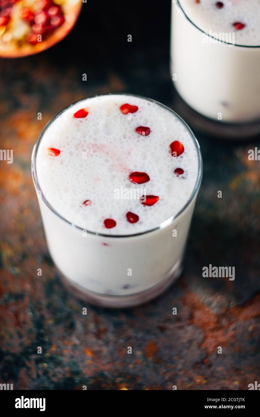 Traditional indian drink - lassi - cold yougurt dessert with the ...