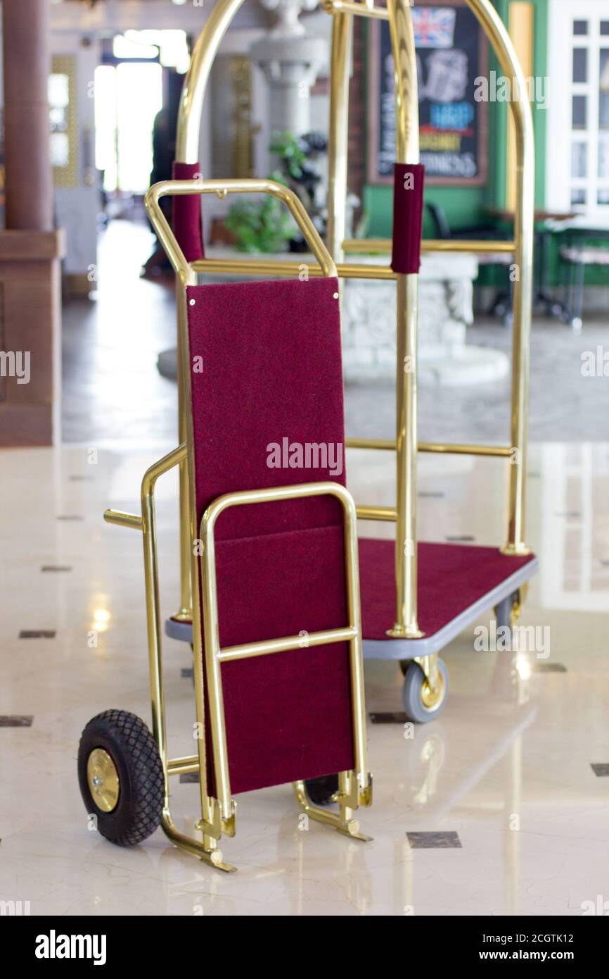 Luggage cart or hotel trolley in a luxury hotel on lobby zone Stock ...
