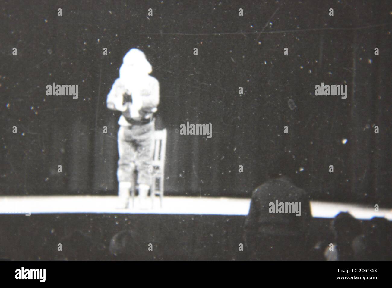Fine 70s vintage black and white photography of Santa Claus on stage ...
