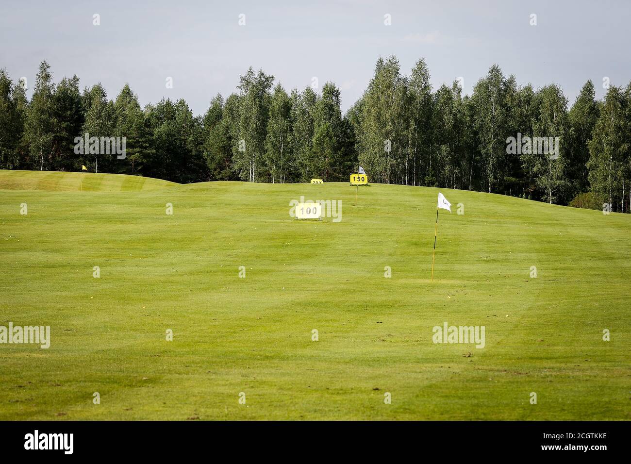 The Summer landscape golf course panorama and background Stock Photo ...