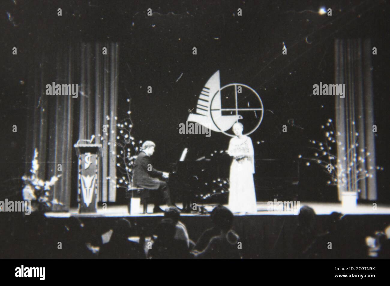 Fine 70s vintage black and white photography of a woman singer and a ...