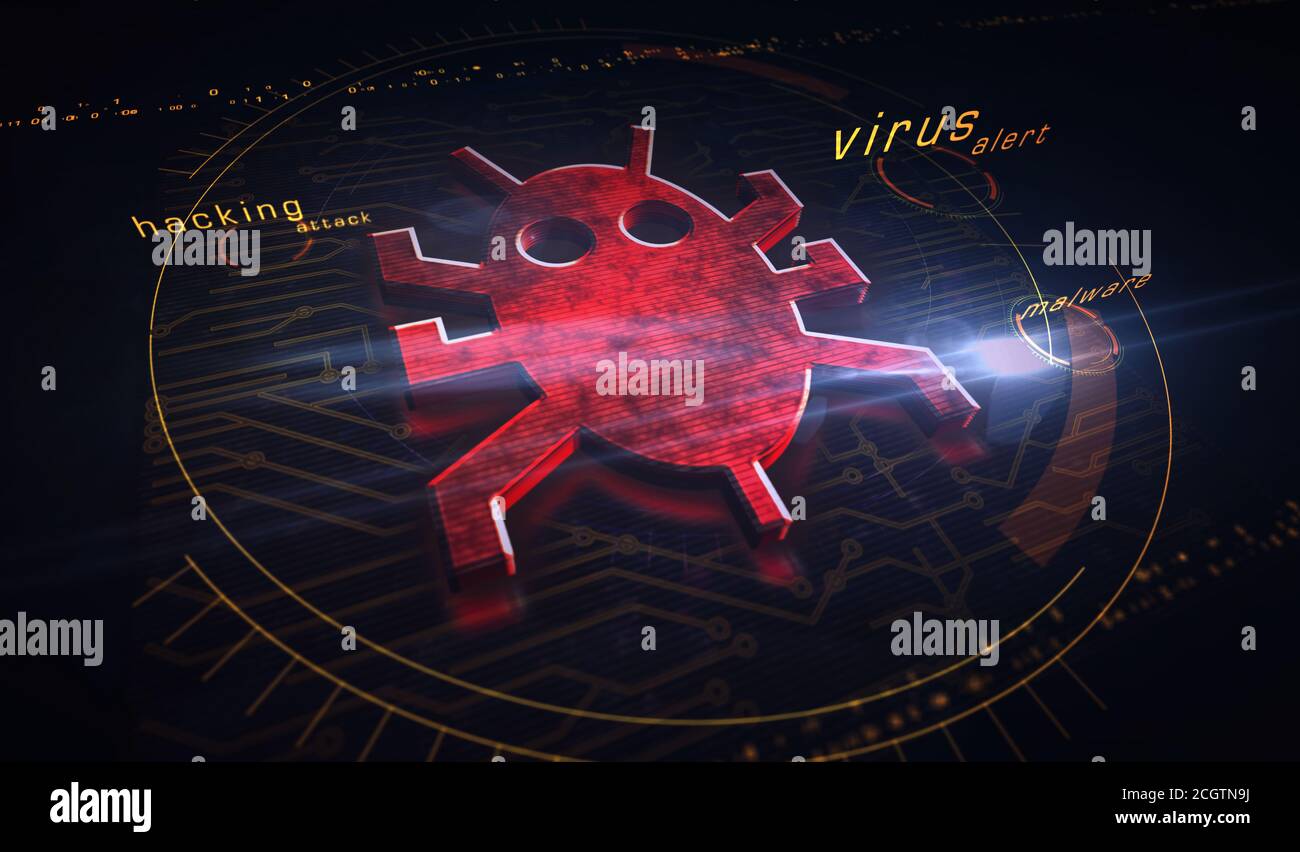 Computer virus attack, cyber security, malware, crime, spying software ...