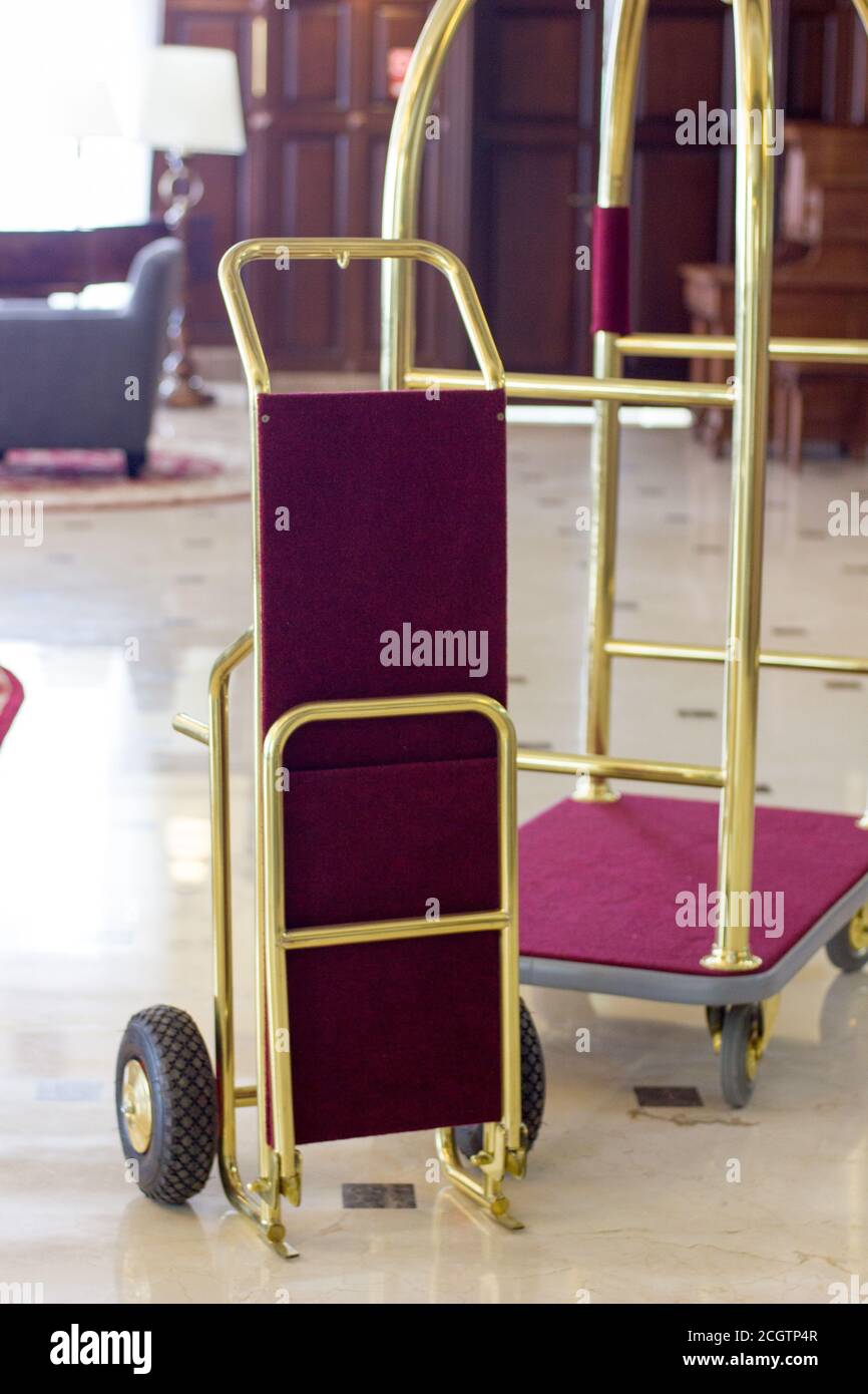 Luggage cart or hotel trolley in a luxury hotel on lobby zone Stock ...