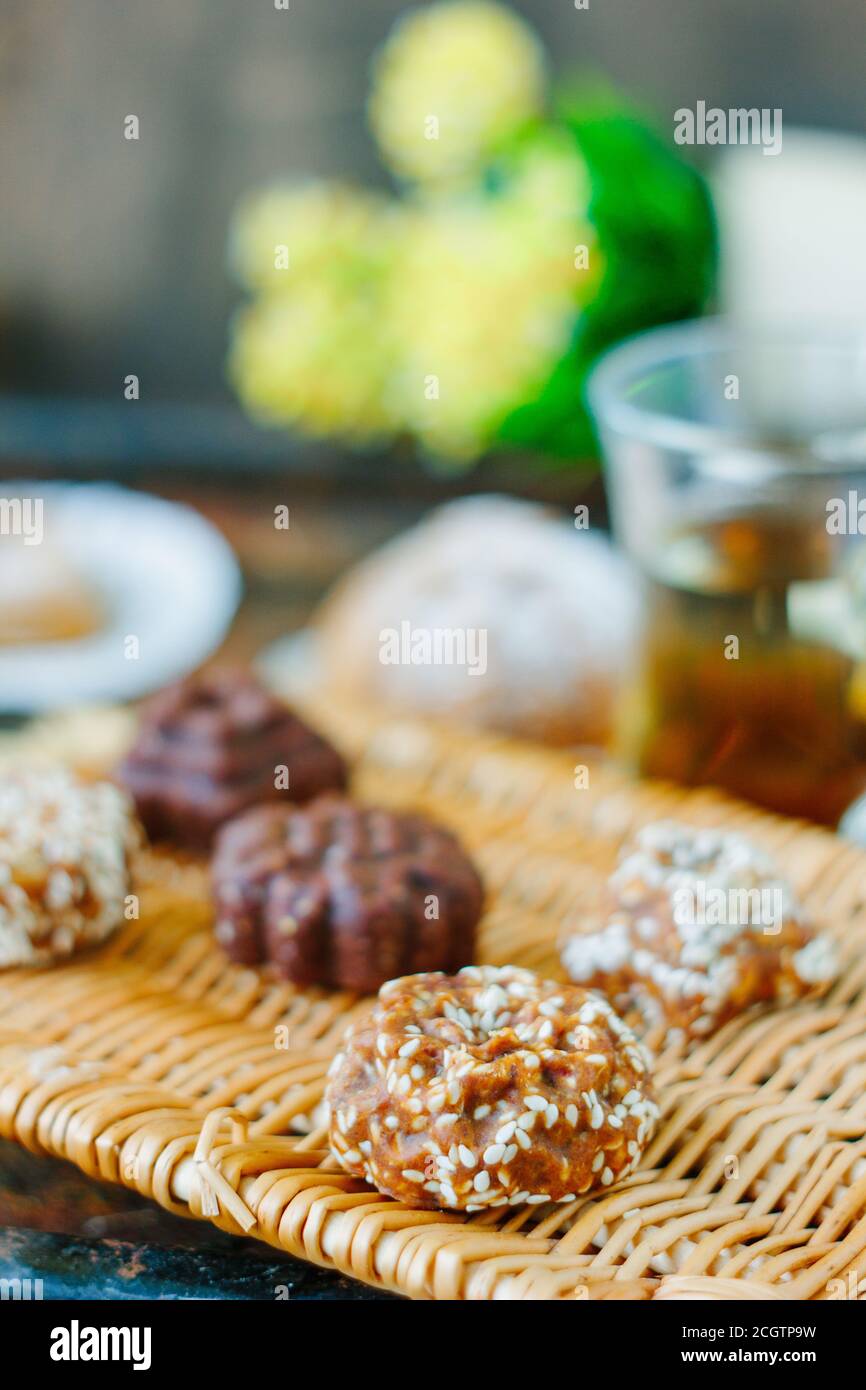 Raw sweet candies on yellow surface, vegetarian candy Stock Photo - Alamy