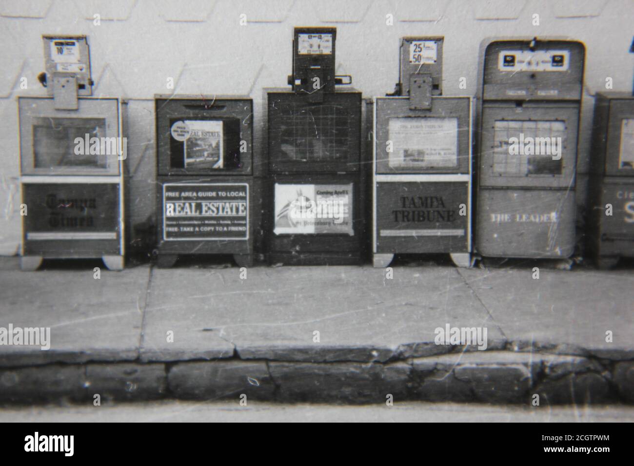 Fine 70s vintage black and white photography of newspaper boxes ...