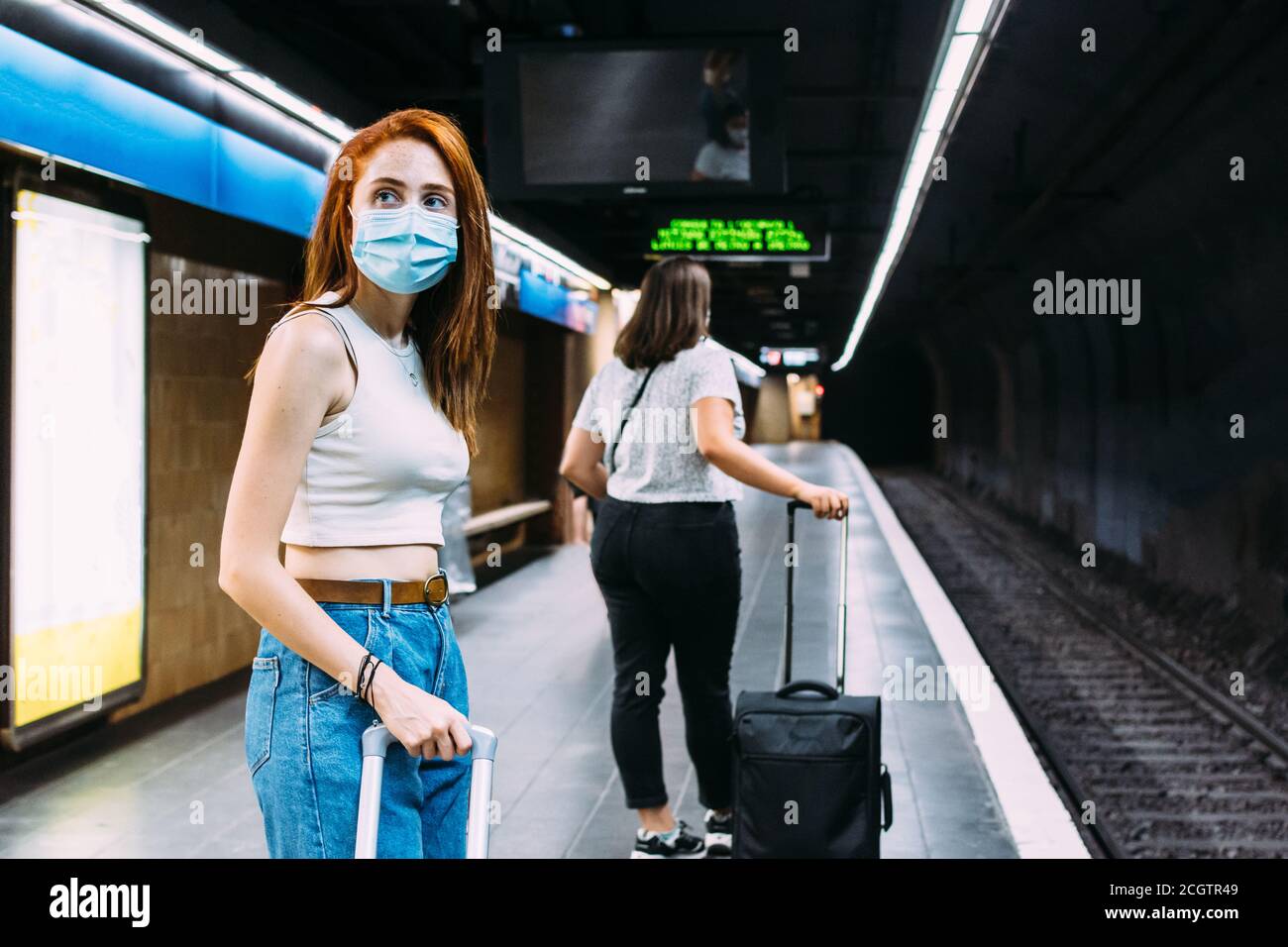 Woman wearing mask metro subway hi-res stock photography and images - Alamy