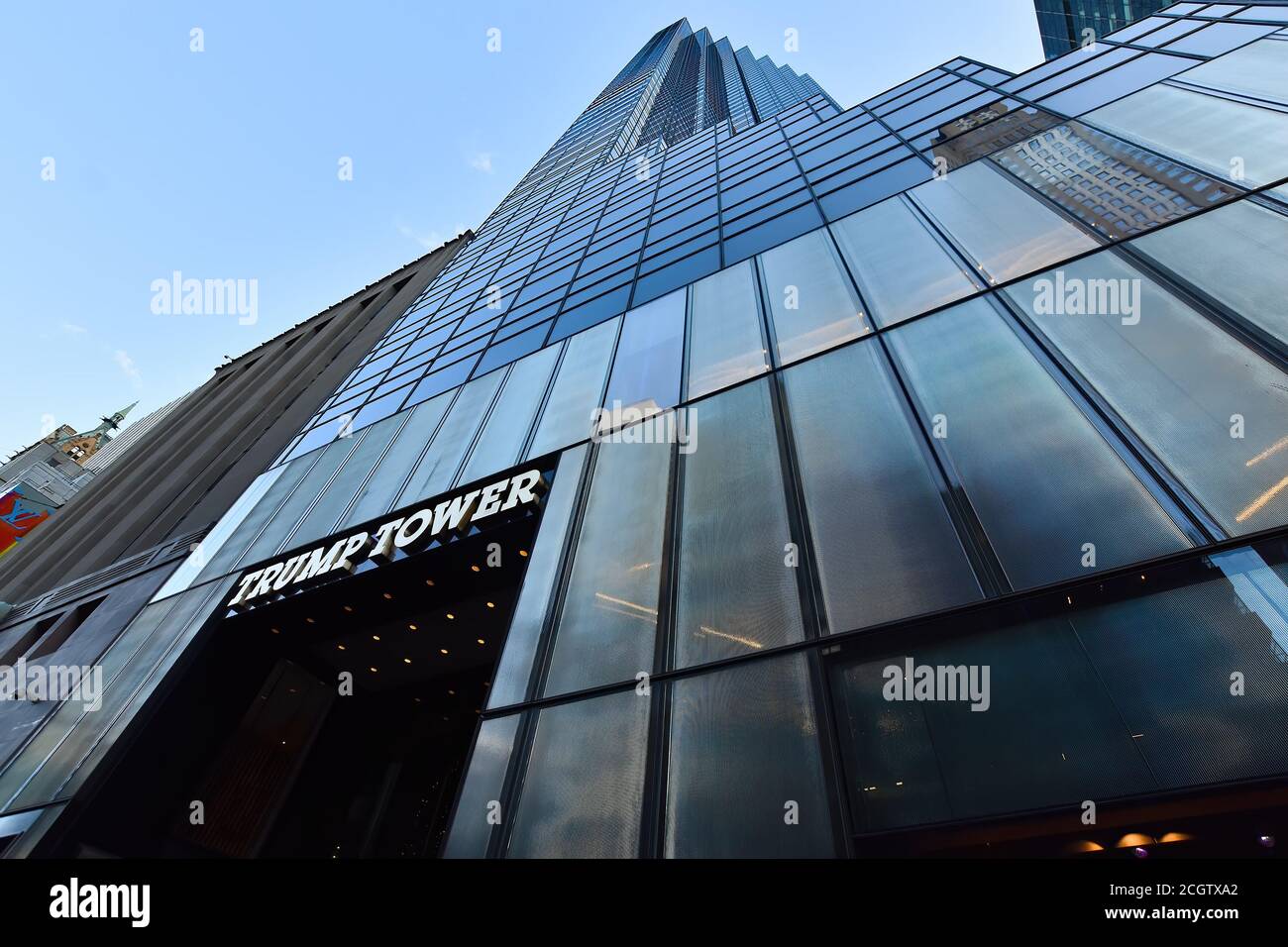 View of the Trump Tower syscraper entrance located on 5th Avenue ...