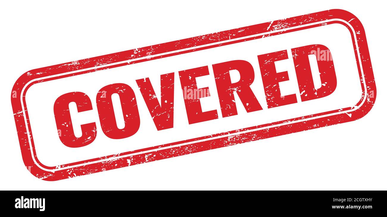 COVERED red grungy rectangle stamp sign Stock Photo - Alamy