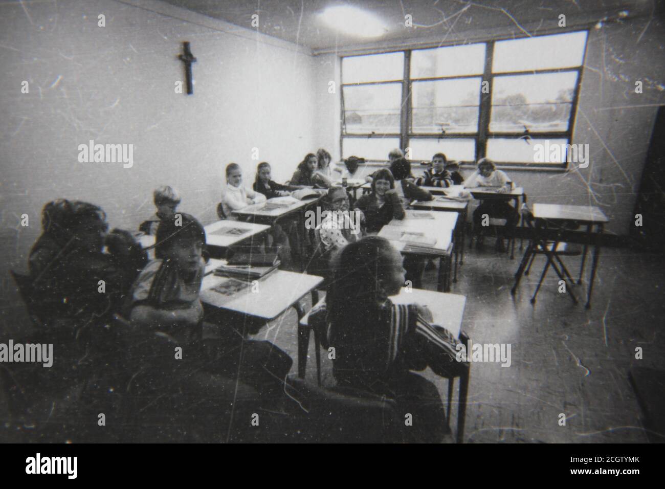 Fine 70s vintage black and white photography of students learning in a ...