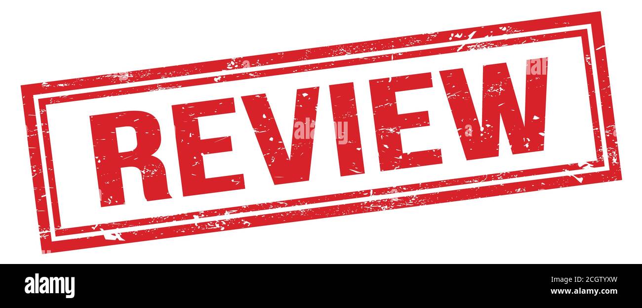 REVIEW red grungy rectangle stamp sign Stock Photo - Alamy