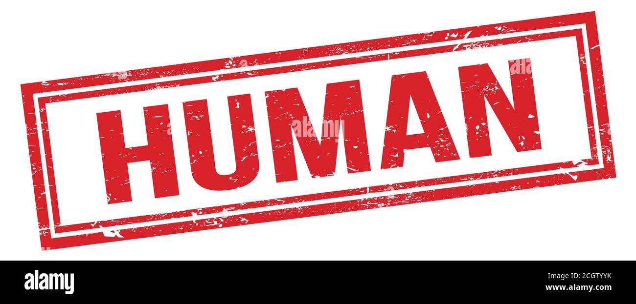 HUMAN red grungy rectangle stamp sign Stock Photo - Alamy