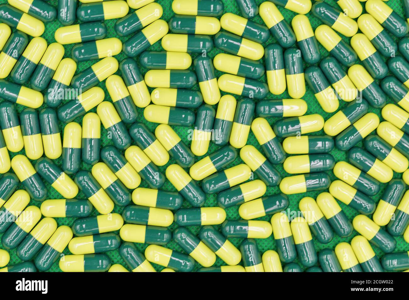 Medical capsules yellow green closeup background full frame Stock Photo ...