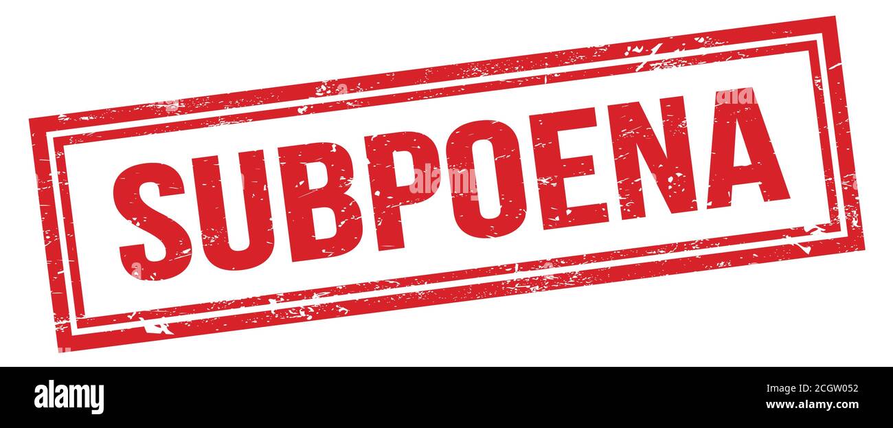 SUBPOENA red grungy rectangle stamp sign Stock Photo - Alamy