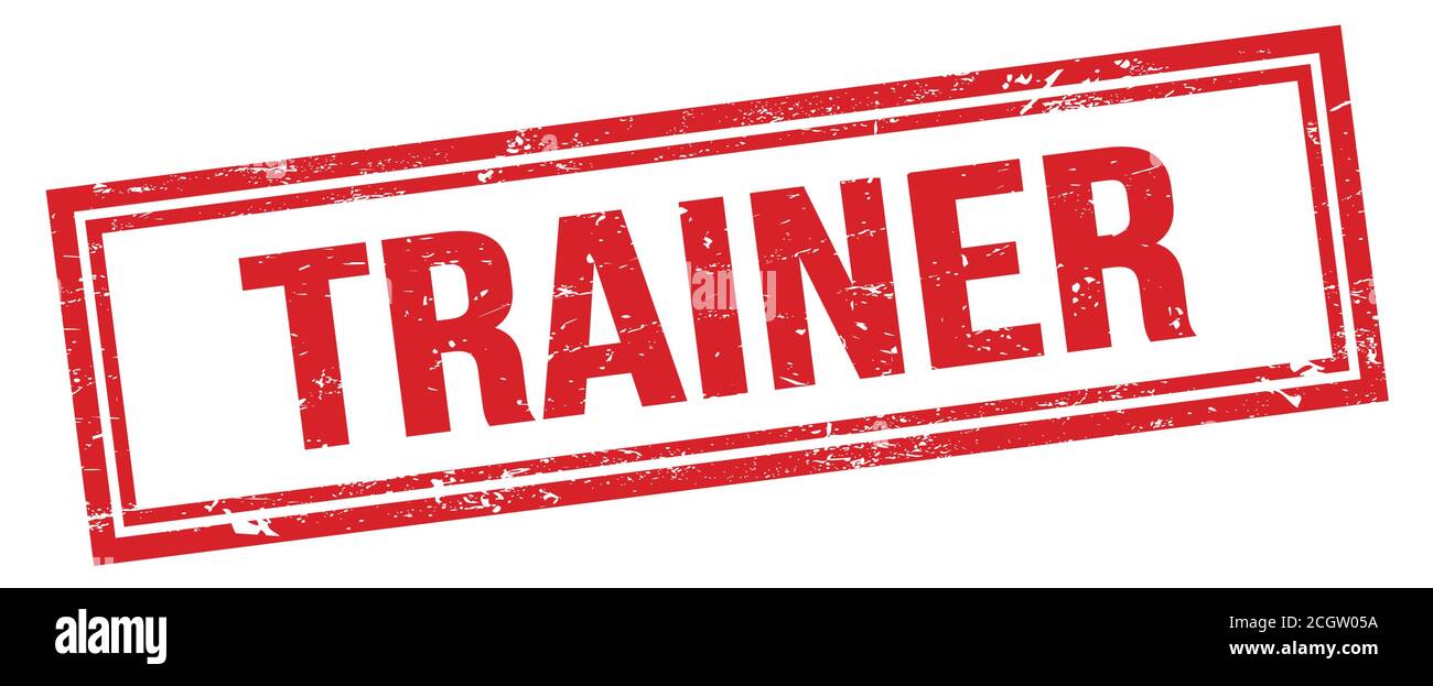 TRAINER red grungy rectangle stamp sign Stock Photo - Alamy