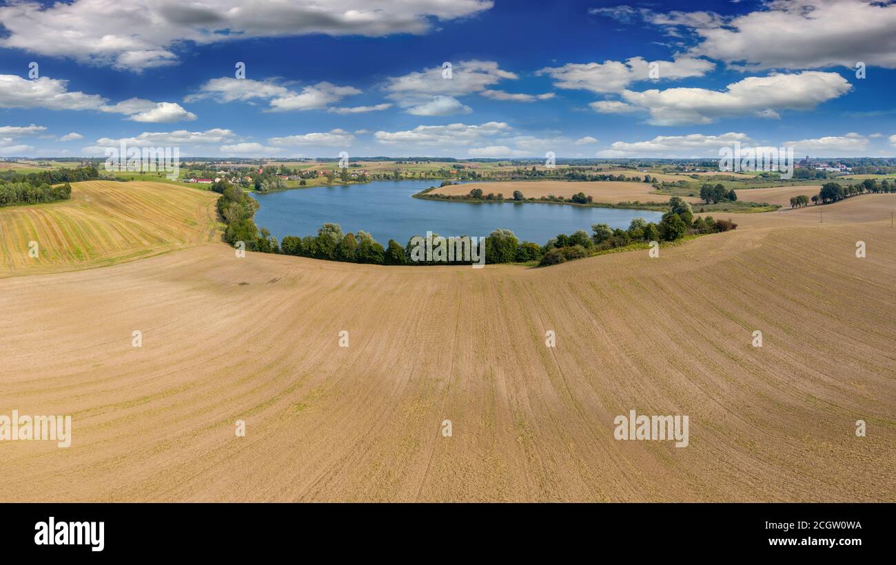 aerial view of Warmia after the harvest Stock Photo - Alamy