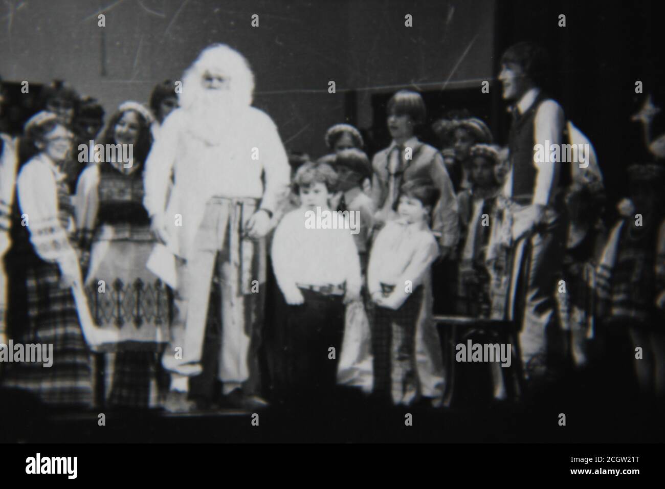 Fine 70s vintage black and white photography of Santa Claus visiting a ...