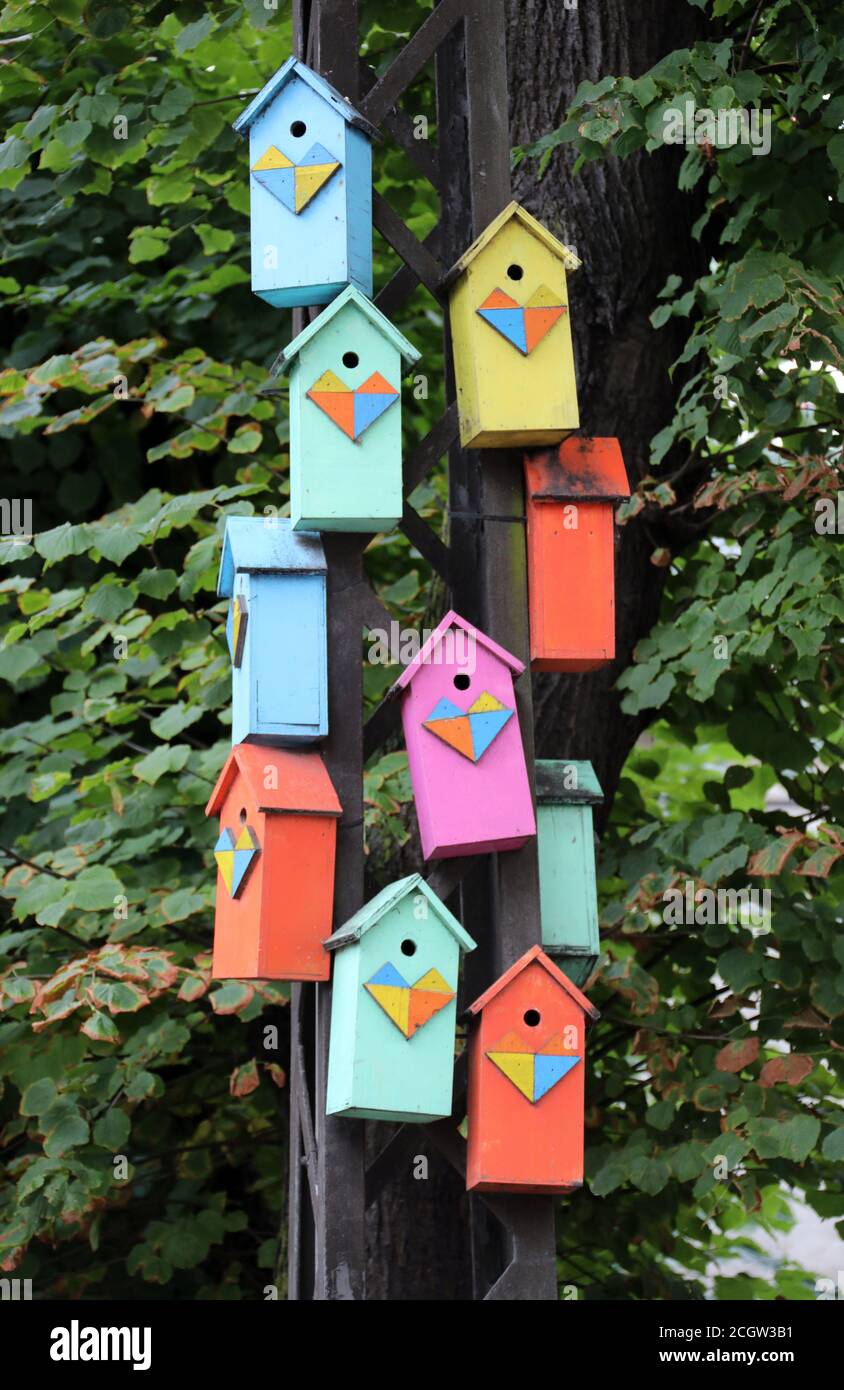 Painted bird boxes hi-res stock photography and images - Alamy