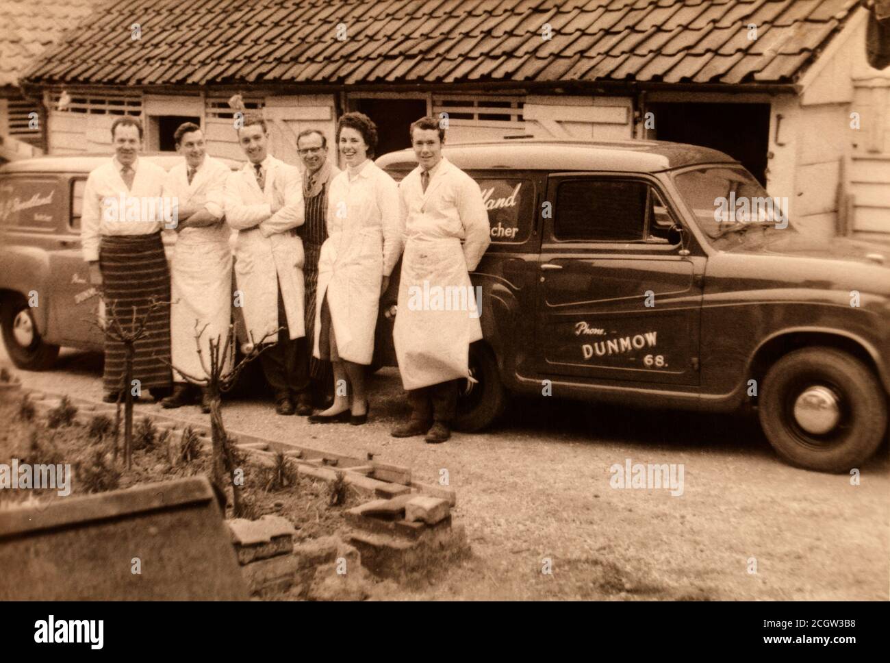 Old butchers Van with the butchers team. in the 1950's from Dunmow, the ...