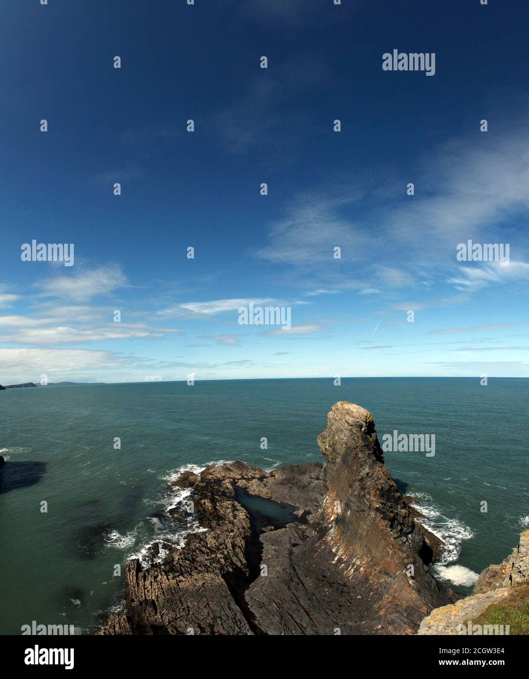 Cliffa and rocks near Mwnt bay, showing geological movement since they ...