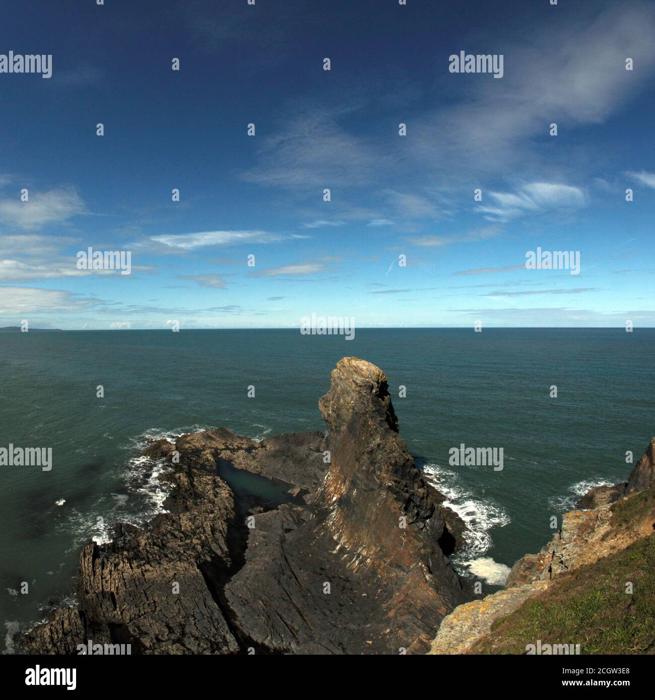 Cliffa and rocks near Mwnt bay, showing geological movement since they ...